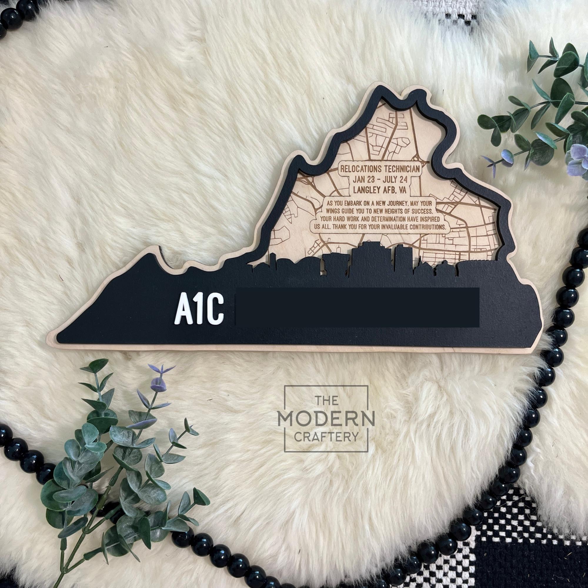 Custom Military Promotion Gift, PCS Plaque, State/country/base Going ...