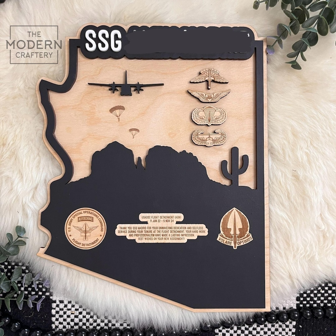 Custom Military Promotion Gift, PCS Plaque, State/country/base Going ...