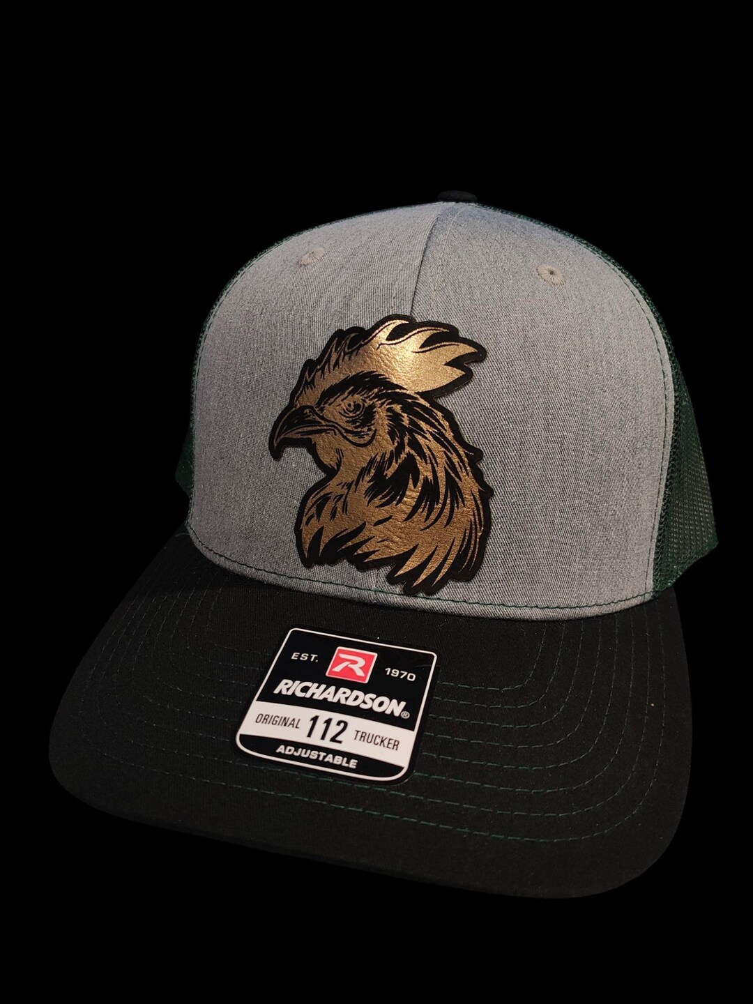 El Gallo, Rooster, Laser Engraved Leather Patch Hat Richardson 112 - Etsy