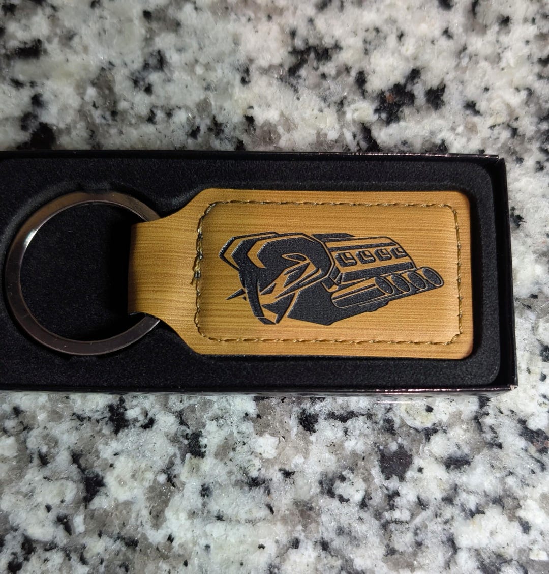 Laser Engraved HEMI V8 New Logo Style Leather Keychain – Custom Car Key ...