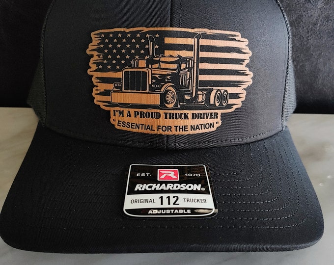 TRUCKER TRUCK DRIVER Proud Truck Driver Laser Engraved Leather Patch ...