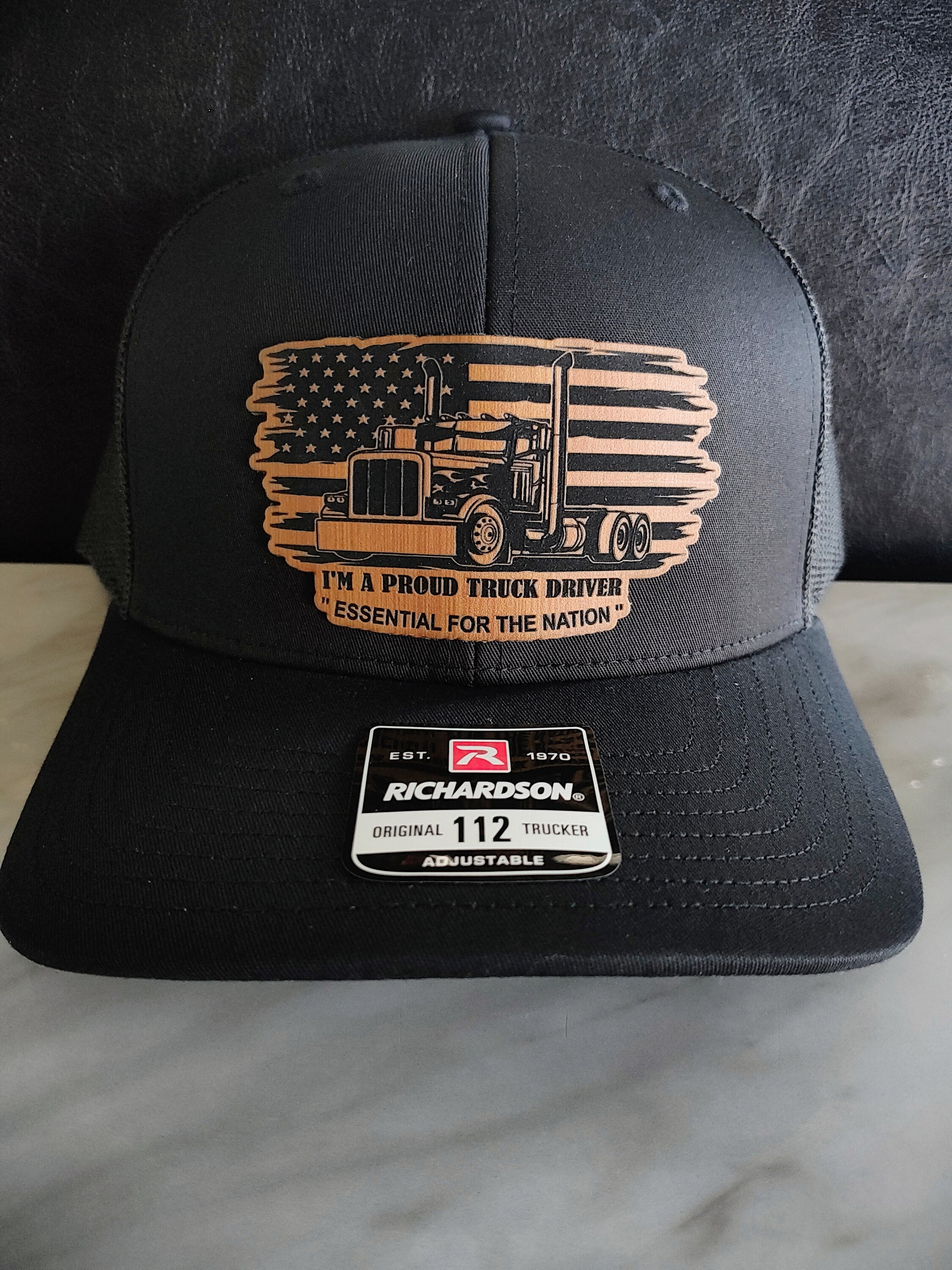 TRUCKER TRUCK DRIVER " Proud Truck Driver" Laser Engraved Leather Patch ...
