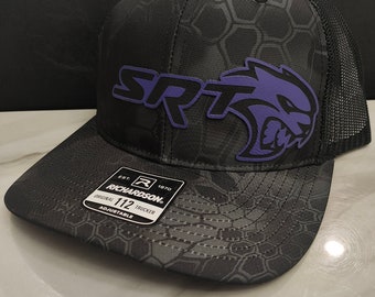 SRT Hellcat Plum Crazy Purple, Silver Leather Laser Engraved Leather Patch Hat Richardson 112 - Etsy