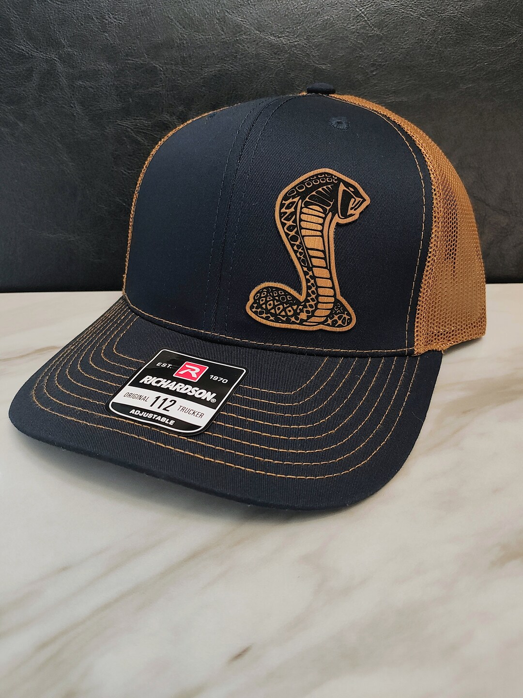 Cobra, Mustang, Shelby, SVT, GT500, Car Hat , .. Laser Engraved Leather ...