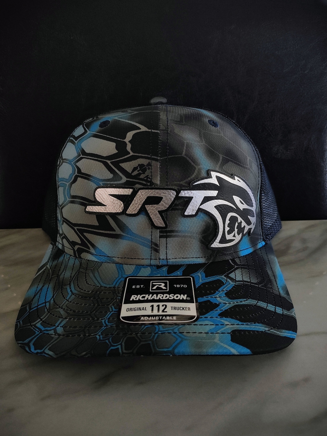 SRT Hellcat NEPTUNE Limited Edition Silver Leather Laser Engraving Leather Patch Hat Richardson ...