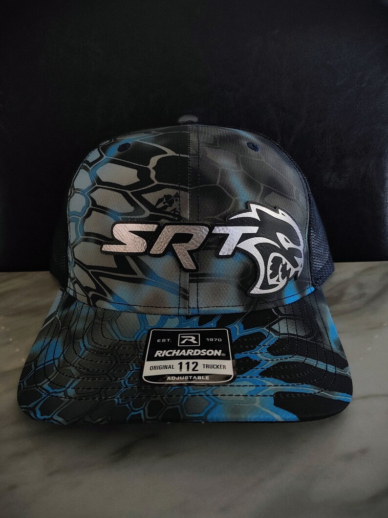 SRT Hellcat NEPTUNE Limited Edition Silver Leather Laser Engraving Leather Patch Hat Richardson ...