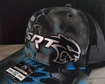 SRT Hellcat Plum Crazy Purple, Silver Leather Laser Engraved Leather Patch Hat Richardson 112 - Etsy