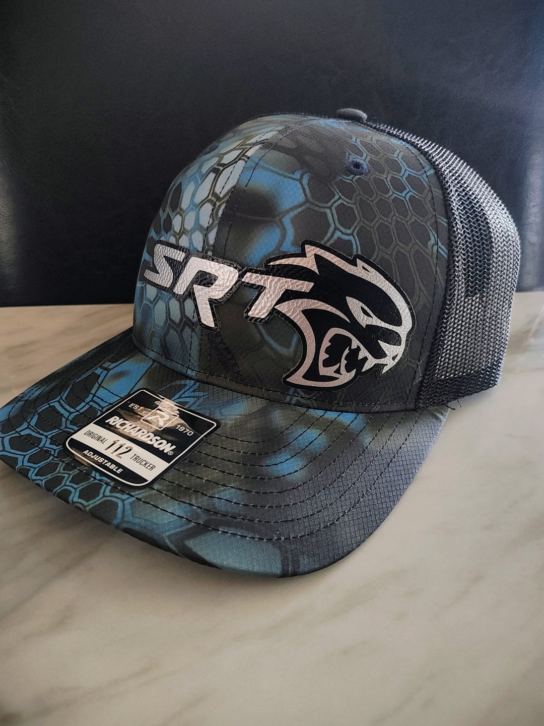 Limited Edition Kryptek Neptune Laser Engraved Silver Leather Patch Hat Richardson 112 - Etsy