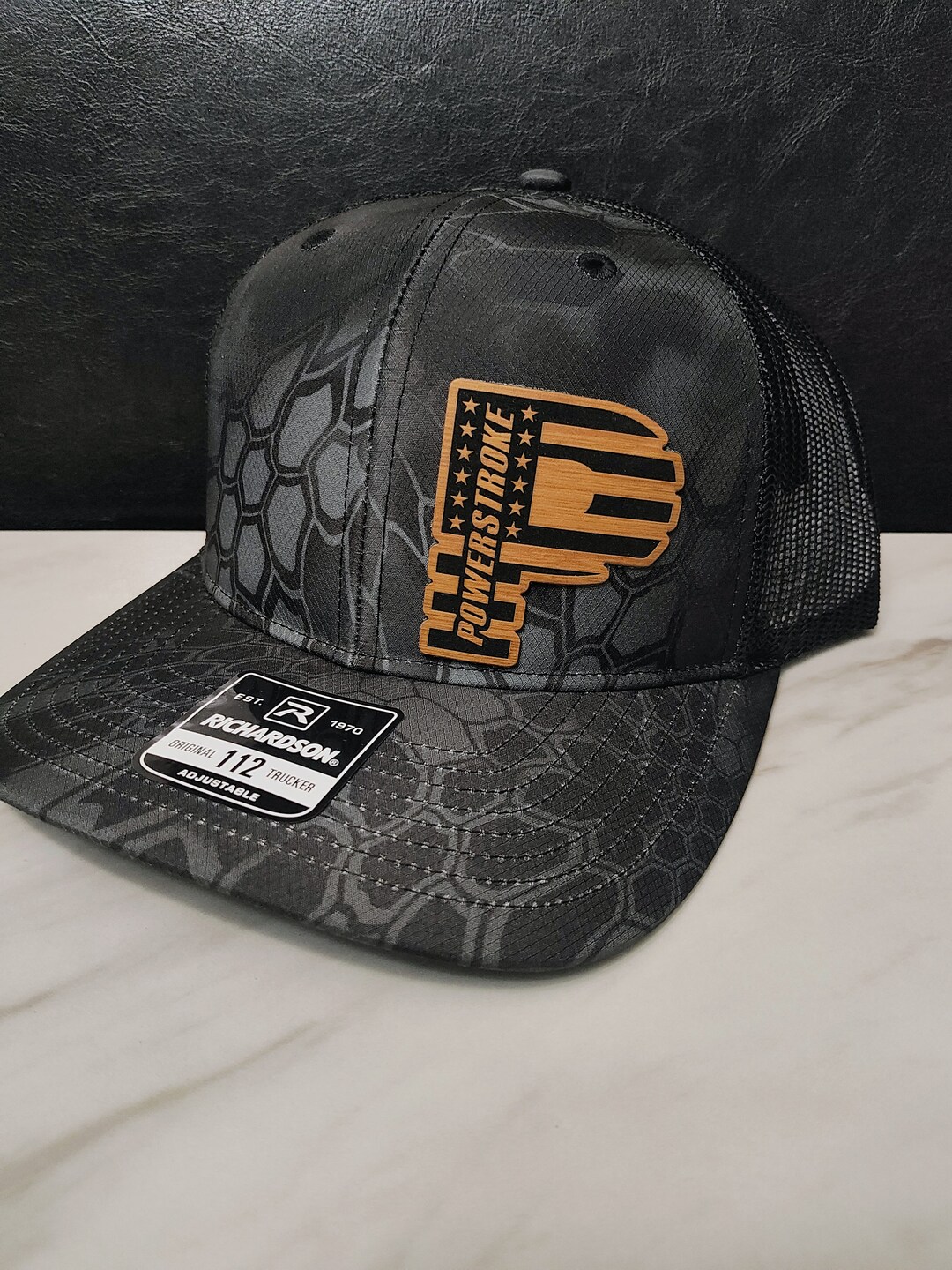 Powerstroke, Ford, Diesel,laser Engraved Leather Patch Hat Richardson ...