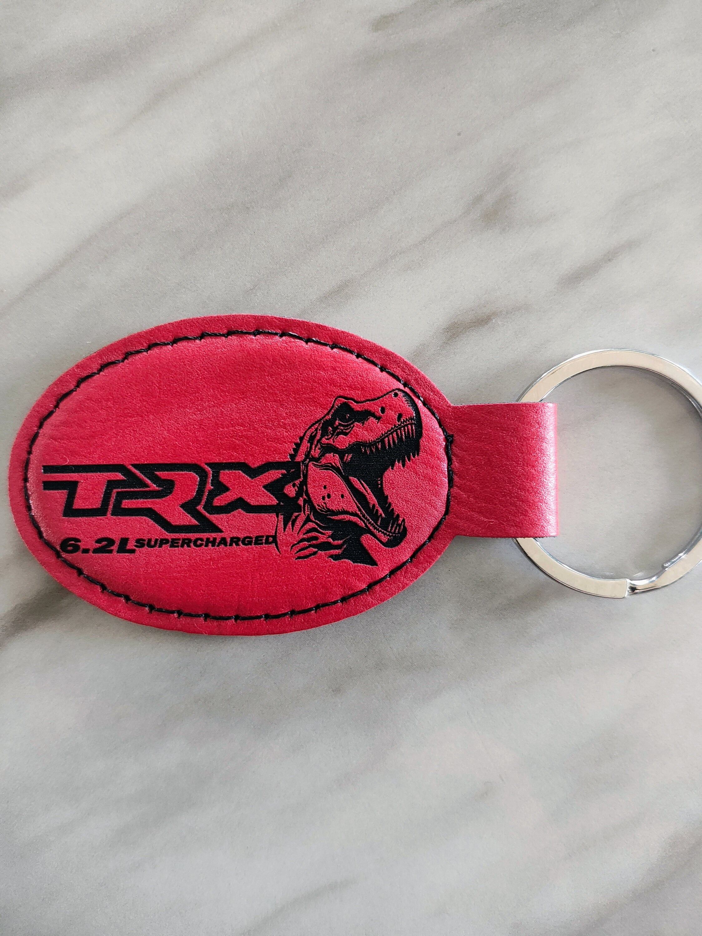 TRX, Hellcat, 6.2L Supercharged, Red Leather Laser Engraved Keychain ...