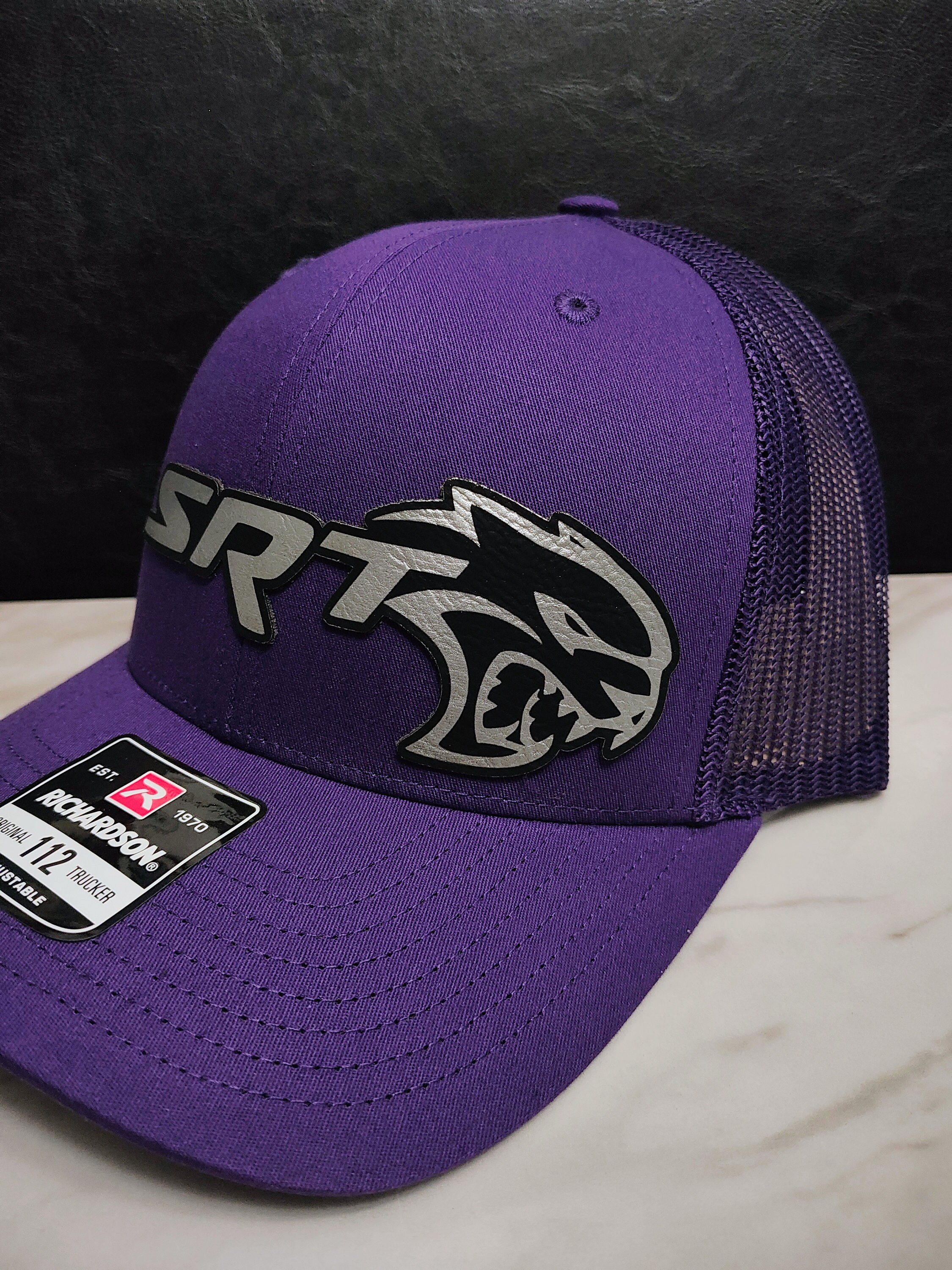 SRT Hellcat Plum Crazy Purple, Silver Leather Laser Engraved Leather ...