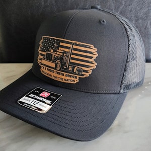 TRUCKER TRUCK DRIVER " Proud Truck Driver" Laser Engraved Leather Patch ...