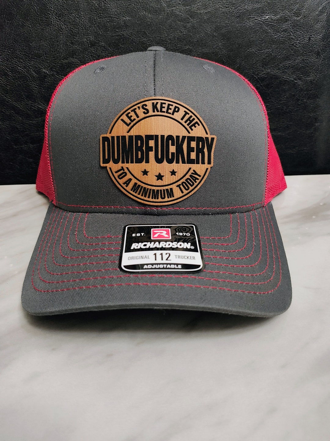 Military, Funny, Morale,dumb Fackery, Laser Engraved Leather Patch Hat ...