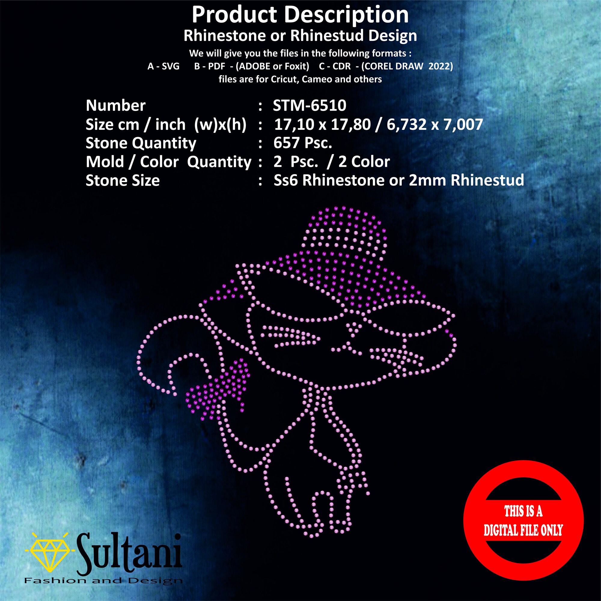 Rhinestone Template for Cutting SVG, Cut File, SS6 Rhinestone , Ai Crd ...