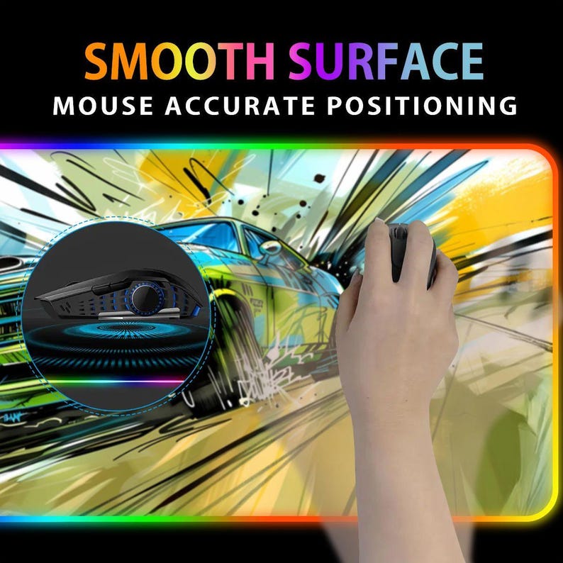 RGB Mouse Pad, 15W IQ Wireless Charge, Rubber + Polyester, 35.4x15.7 ...