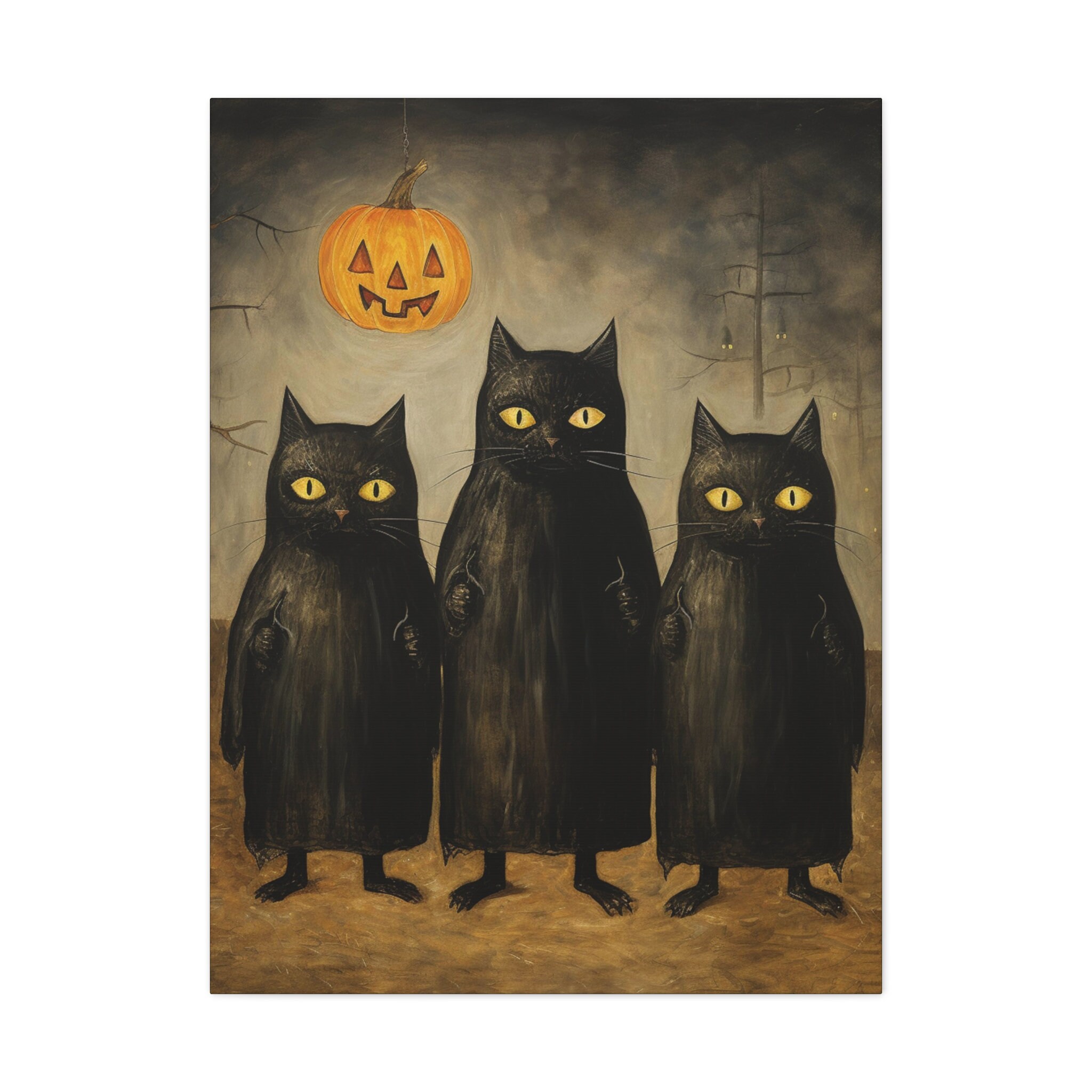 Superstition, Three Black Cat Ghosts Holding Tiny Wishbones With a ...
