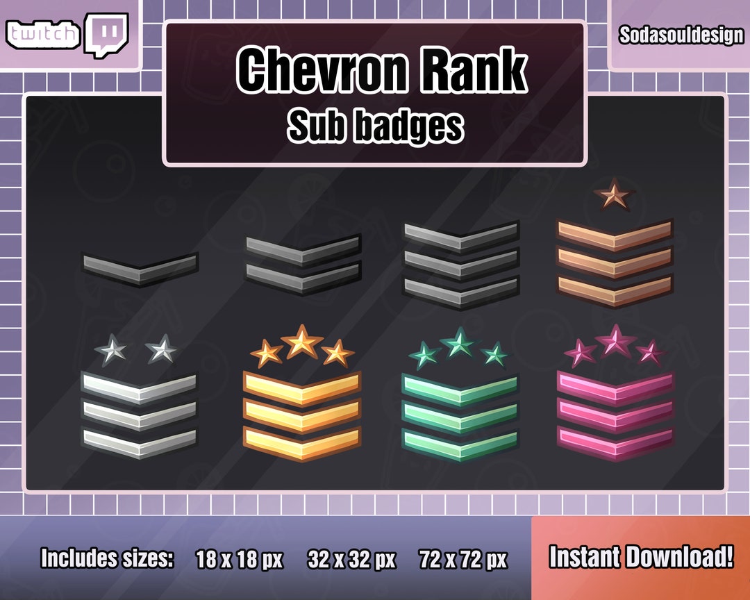 Chevron Arrow Army Military Rank Sub Badges for Twitch - Etsy