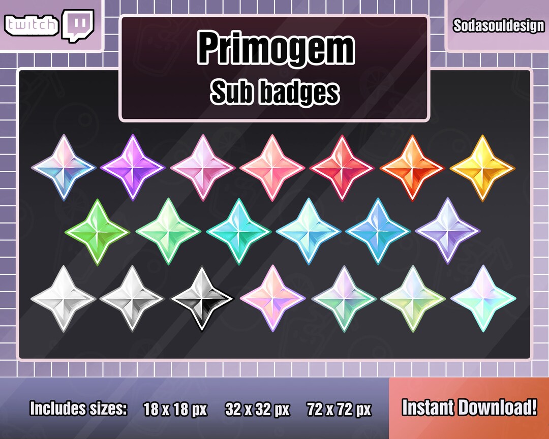 20 Primogem Genshin Impact Star Sub Badges for Twitch - Etsy
