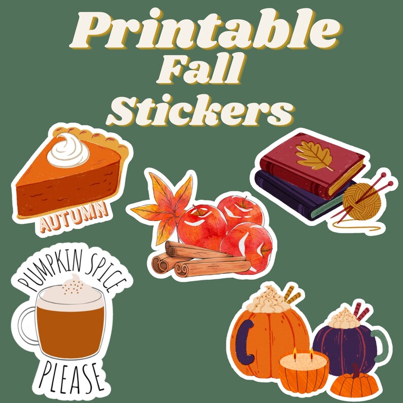Fall Printable Stickers. 5 Printable Png Stickers Download. Autumn ...