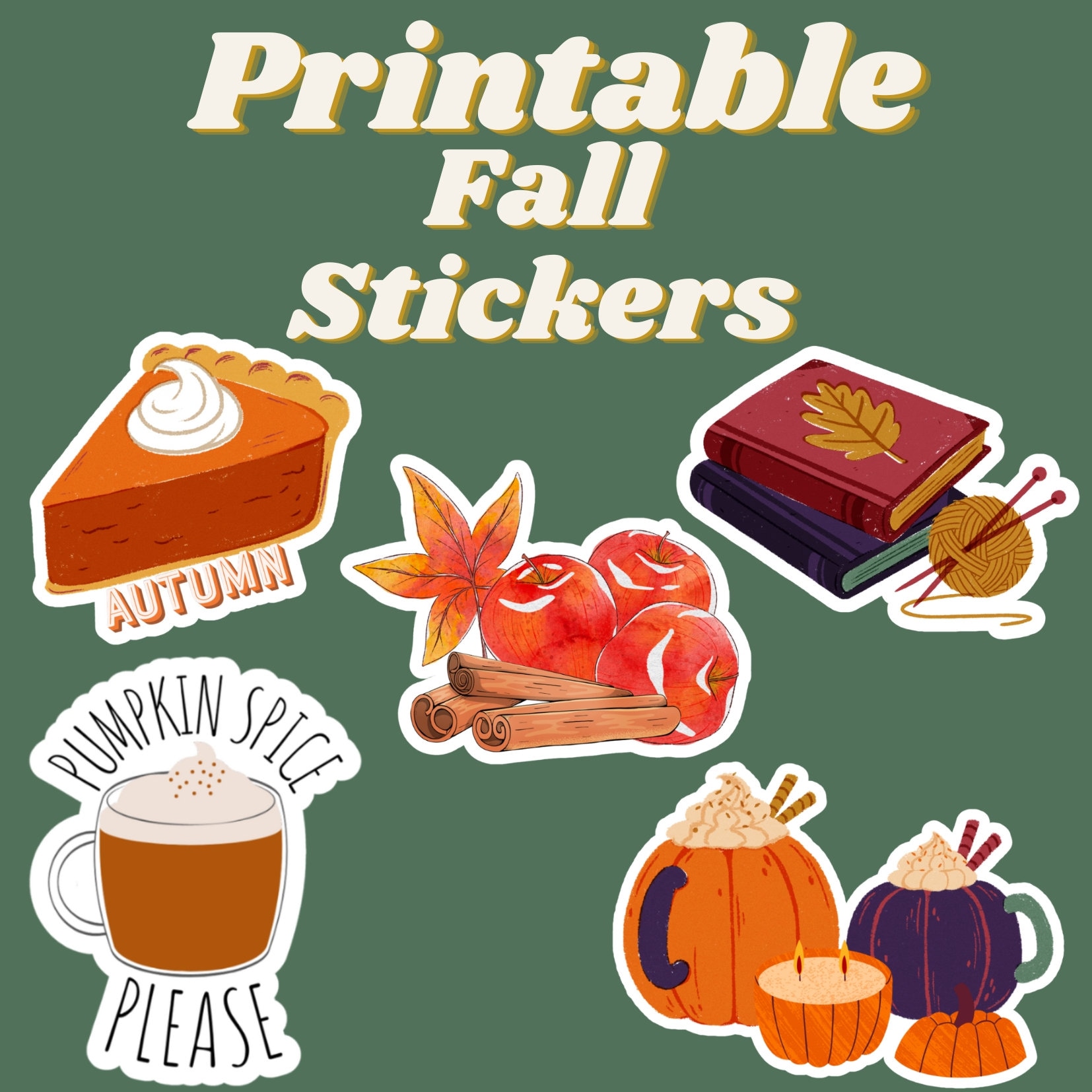Fall Printable Stickers. 5 Printable Png Stickers Download. Autumn ...