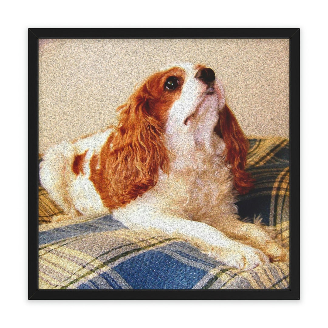 King Charles Cavalier "rory" - Being a Good Boy - Framed Poster, Square ...