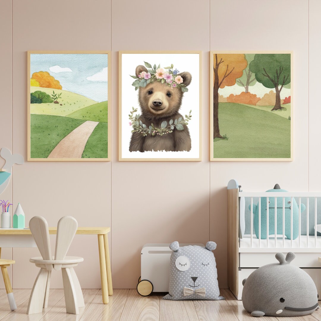 Bear Portrait Printable Wall Art. Printable Nursery Art for Nursery ...