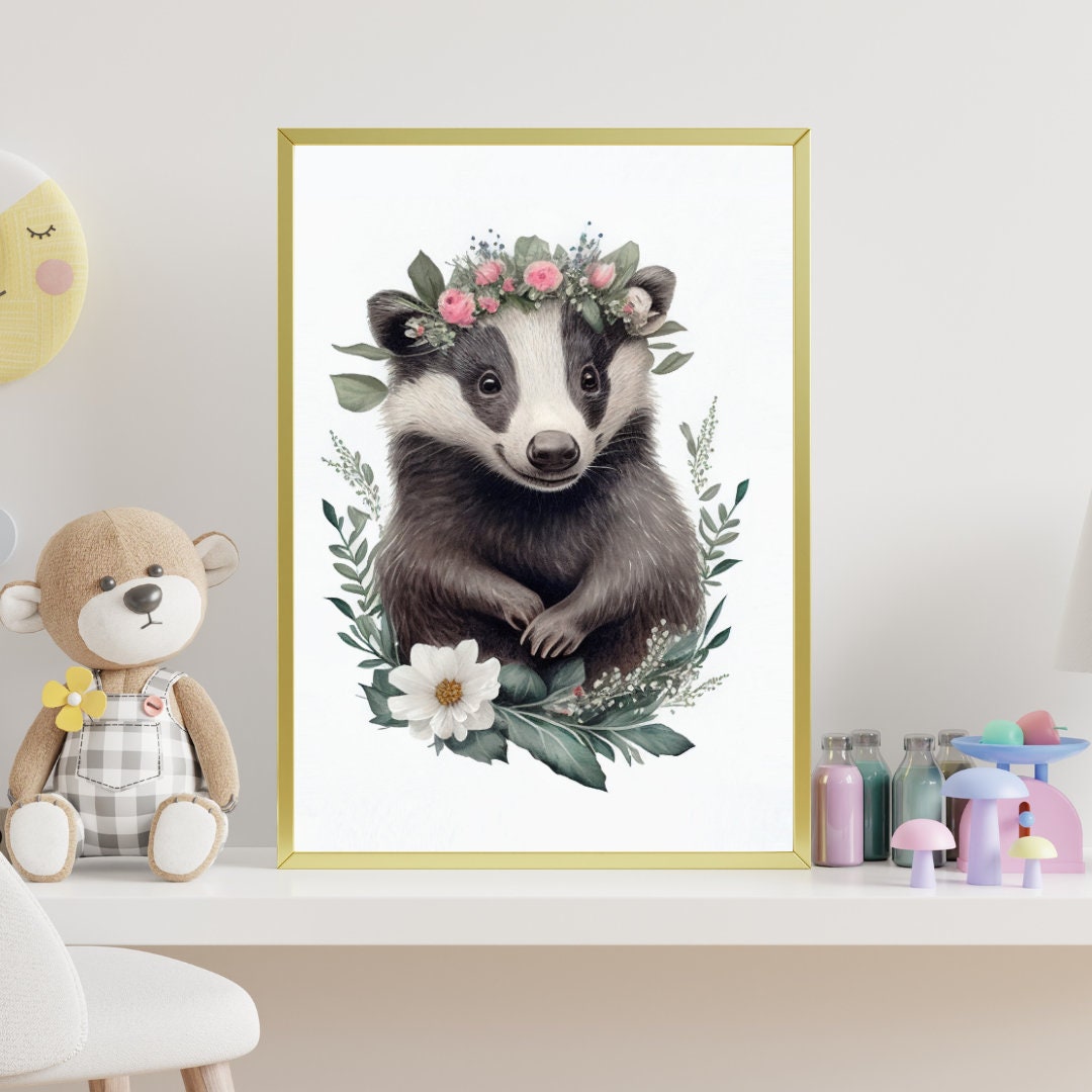Badger Printable Wall Art Nursery Decor.art Prints Badger Poster Wall ...