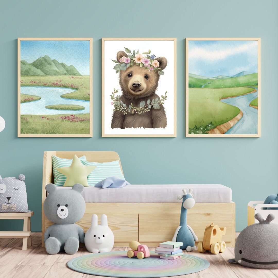 Bear Portrait Printable Wall Art. Printable Nursery Art for Nursery ...