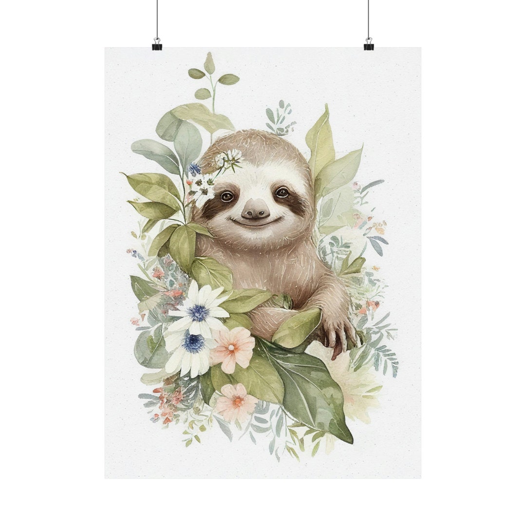 Sloth Premium Posters Matte Vertical. Art Prints Nursery Decor Sloth ...
