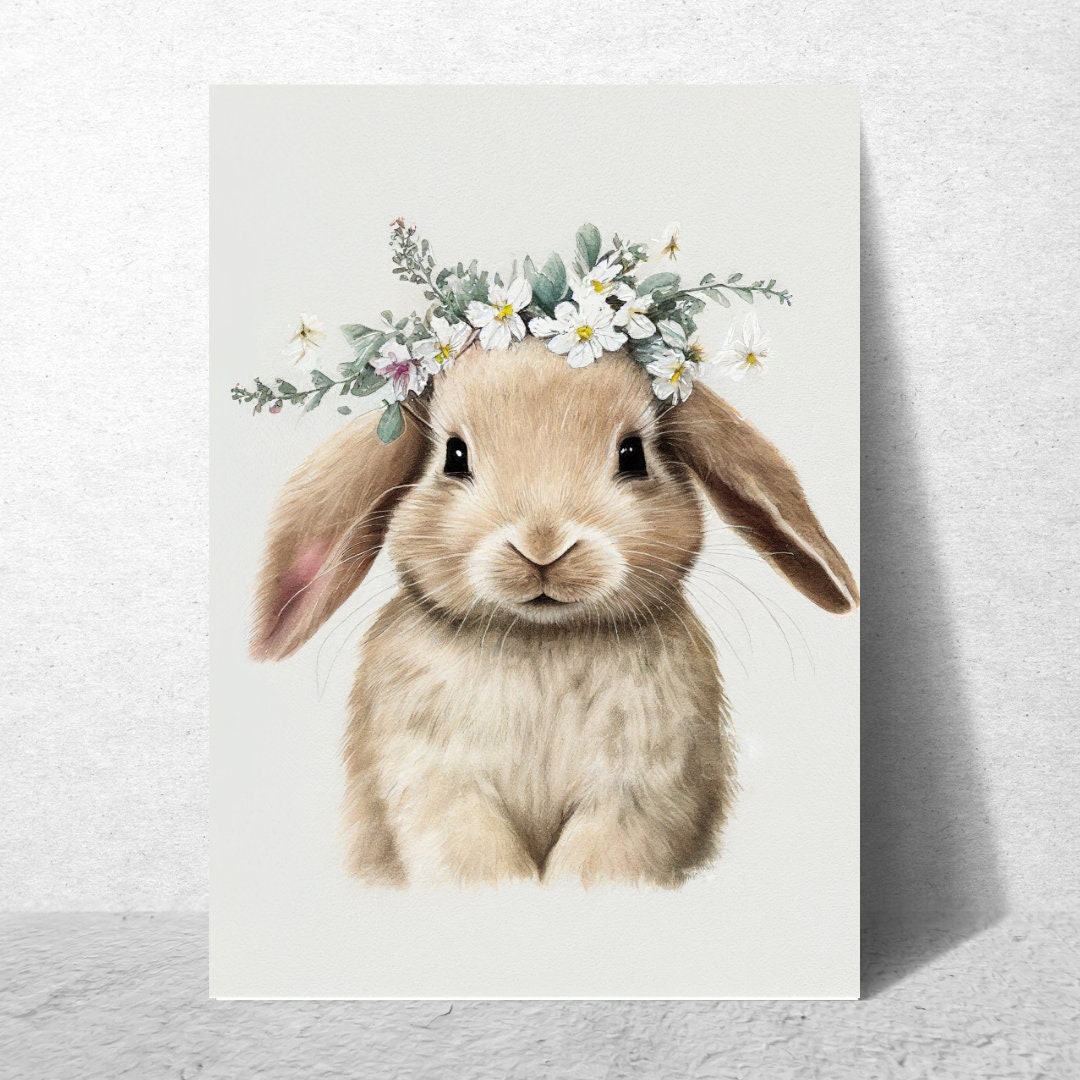 Bunny Portrait Printable Instant Jpg Download. Rabbit Lover Gift ...