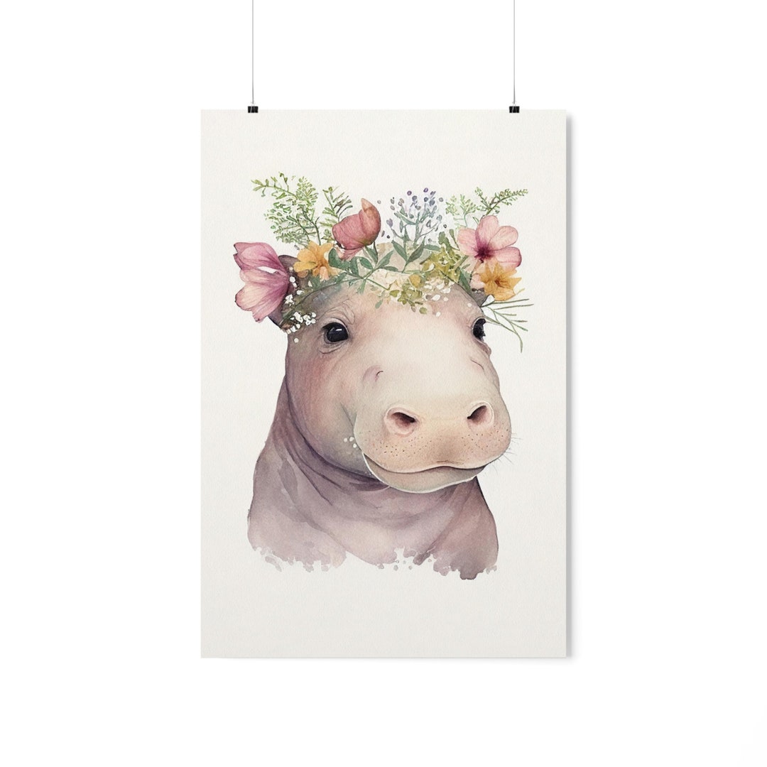Hippo Posters Premium Matte Vertical.art Prints Nursery Decor Hippo ...