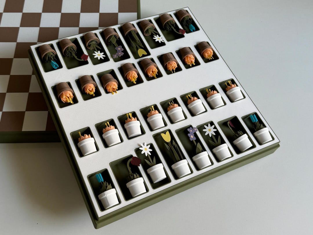 Flora Chess Set - A Beautiful Flower Chess Set With Piece Storage - Fun ...