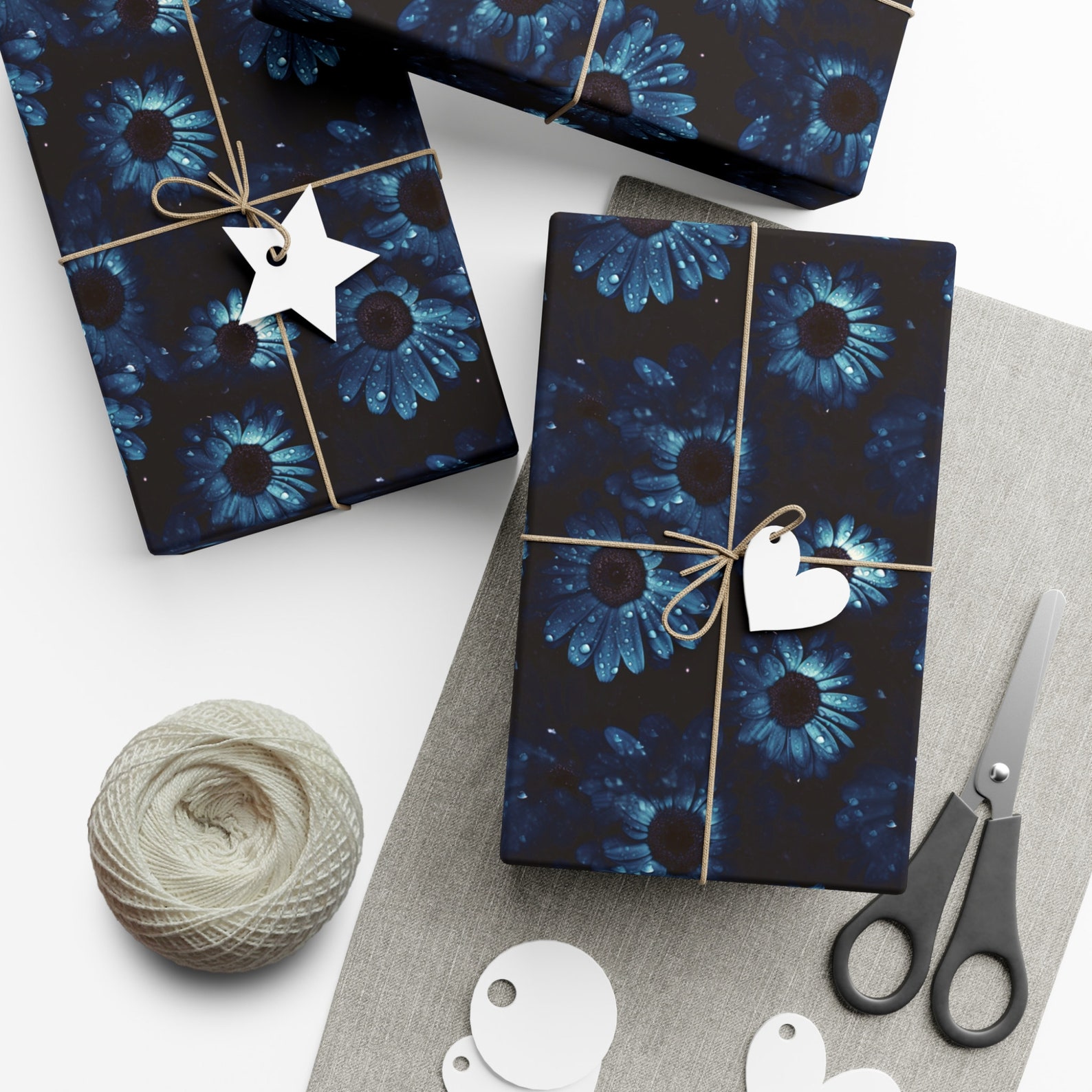 Dark Blue Daisies Seamless Digital Pattern, Navy Floral Printable Paper ...