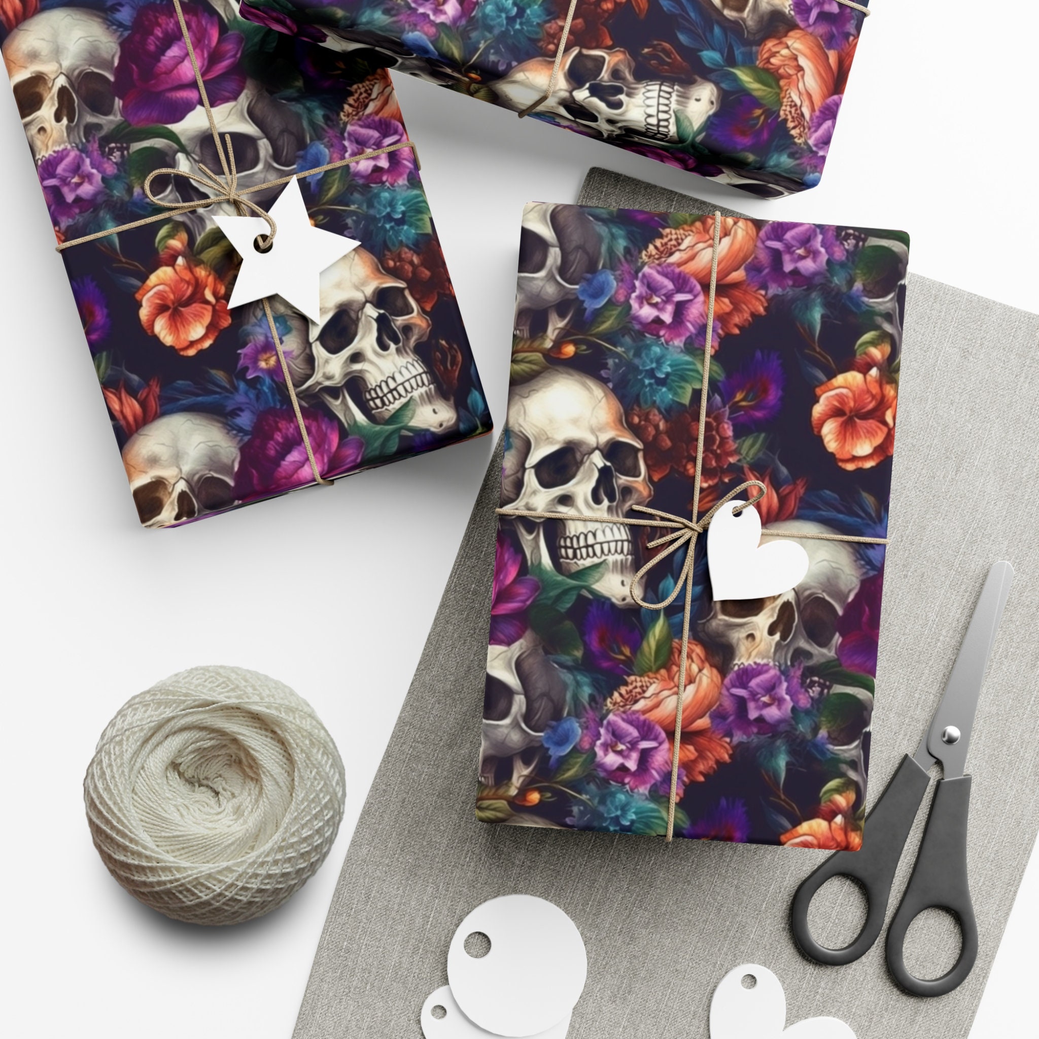 Bold Dark Floral Skulls Seamless Digital Pattern PNG Gothic Flowers ...