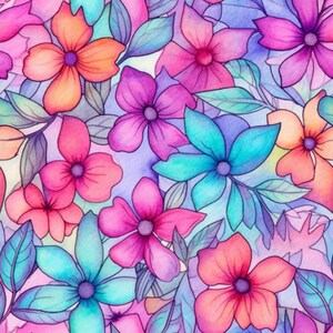 Watercolor Purple Floral Seamless Digital Pattern PNG Water Color ...