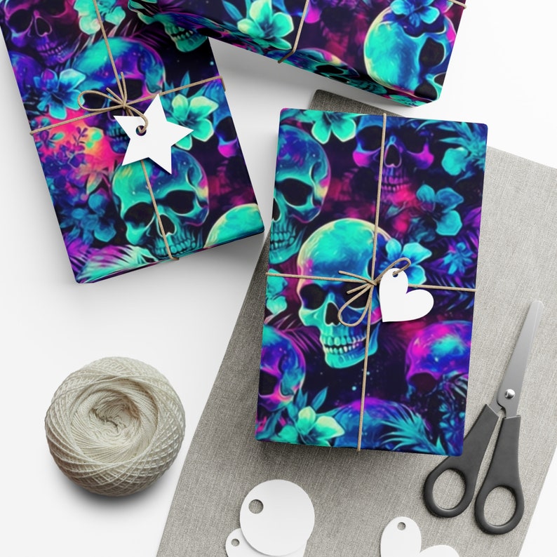 Psychedelic Floral Skull Seamless Digial Pattern PNG Black Light ...