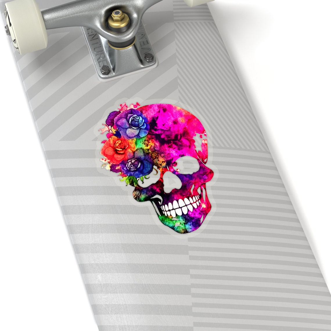 Watercolor Skull Sublimate Printable Sticker. Rainbow Skeleton Clip Art ...