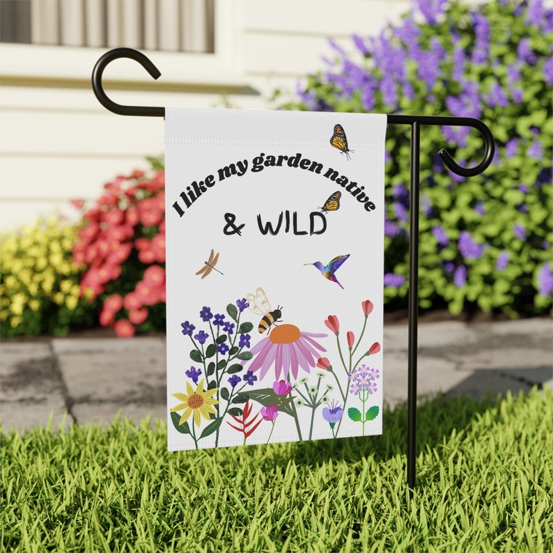 Native Plant Garden Banner, Wildflower Lawn Flag, Native Grass ...