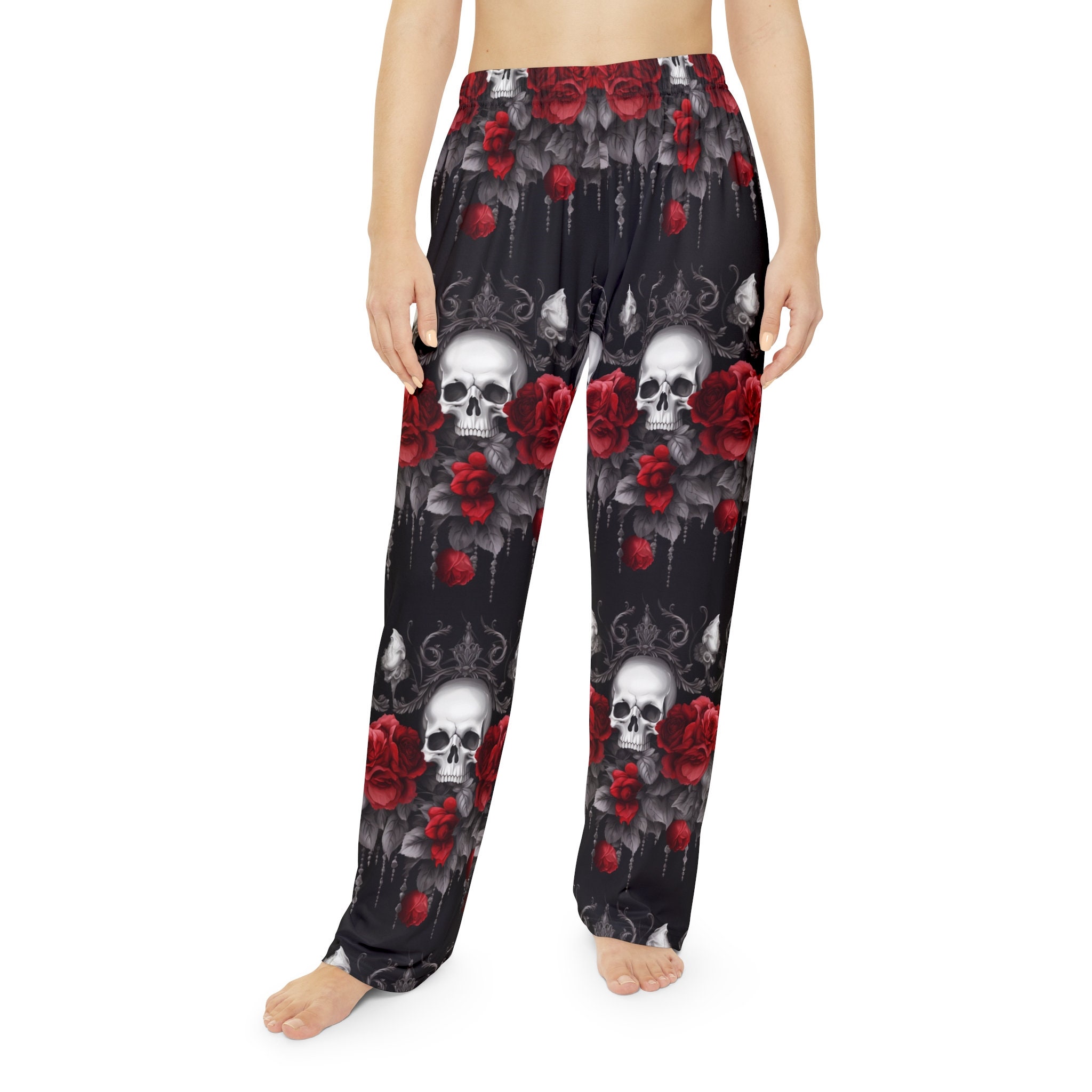 Red Rose Skull Seamless Digital Pattern for Goth Digital Paper, Dark Floral Sublimation, Gothic ...