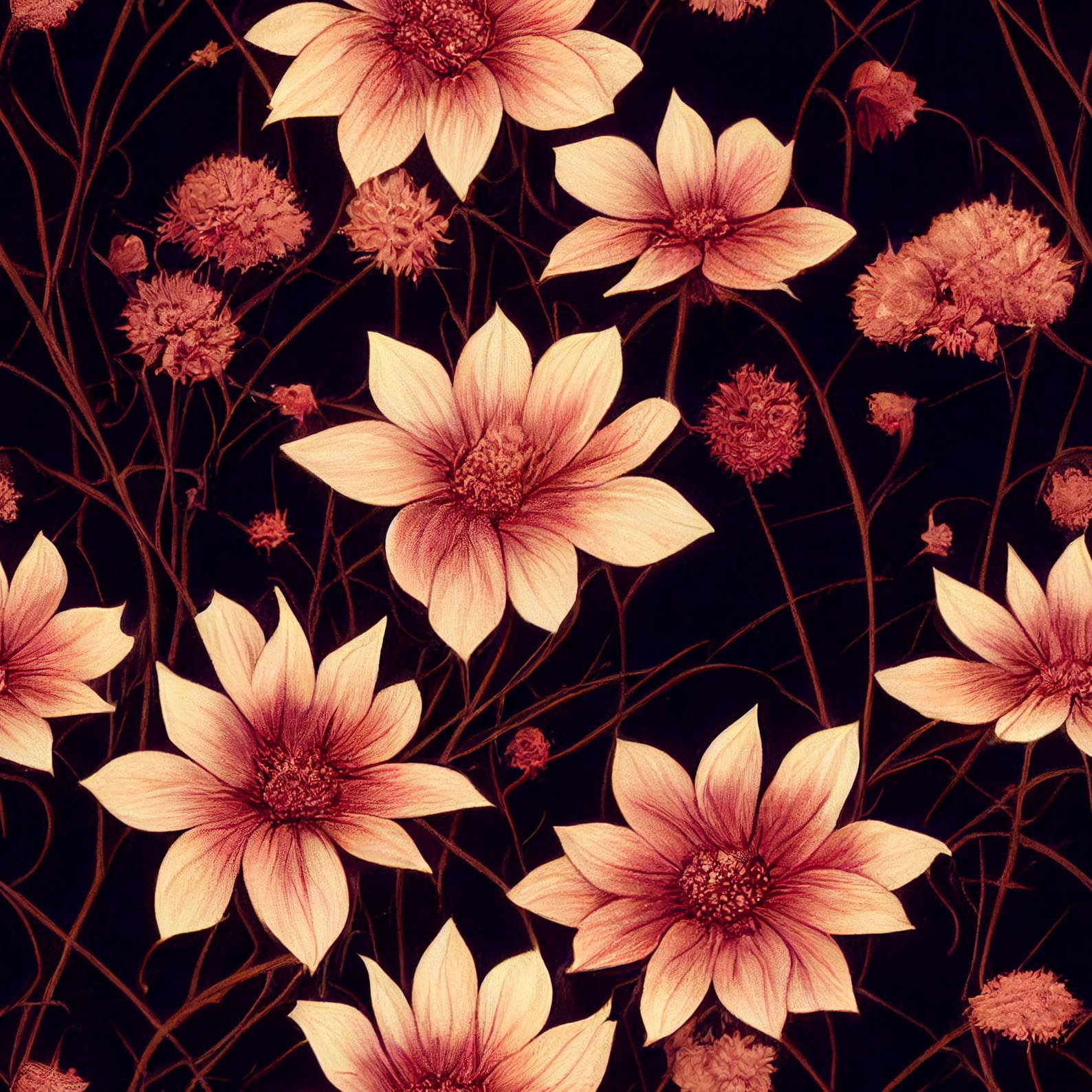 Dark Floral Seamless Digital Pattern PNG Floral Seamless Background ...