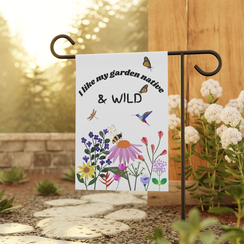 Native Plant Garden Banner, Wildflower Lawn Flag, Native Grass ...