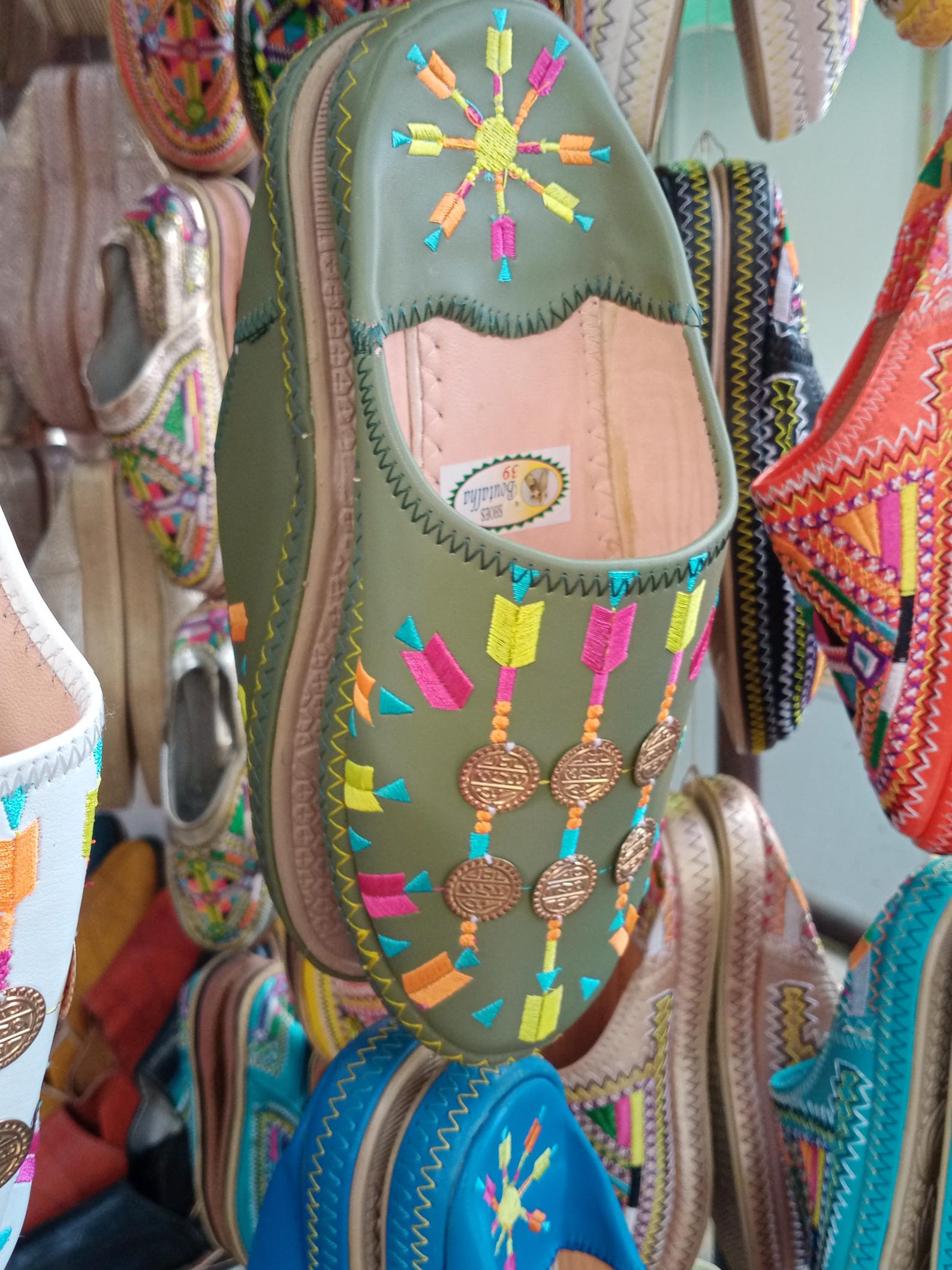 Authentic Moroccan Berber Slippers, Hand-embroidered Babouche, Women ...