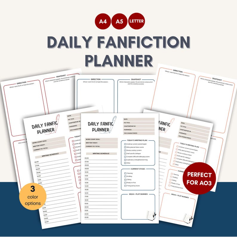 Daily Fanfiction Planner PDF | AO3 Writing Planner & Digital Author ...