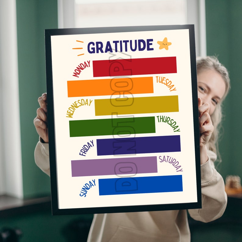 Weekly Gratitude Chart Printable Digital Download Instant - Etsy