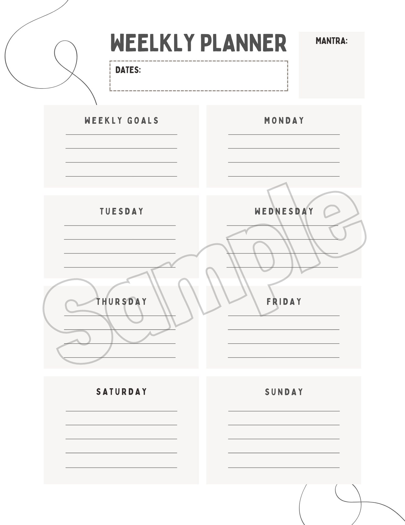PRINTABLE | Digital PDF & PNG Instant Download | Scalable | Undated ...