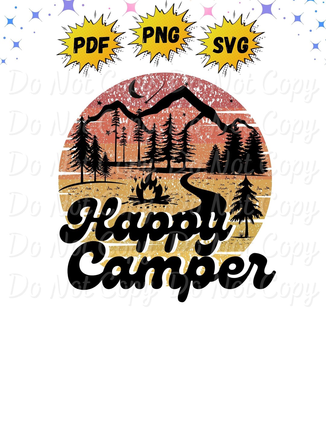 Happy Camper | Camping Design | Png | Svg | Png | Instant Download - Etsy
