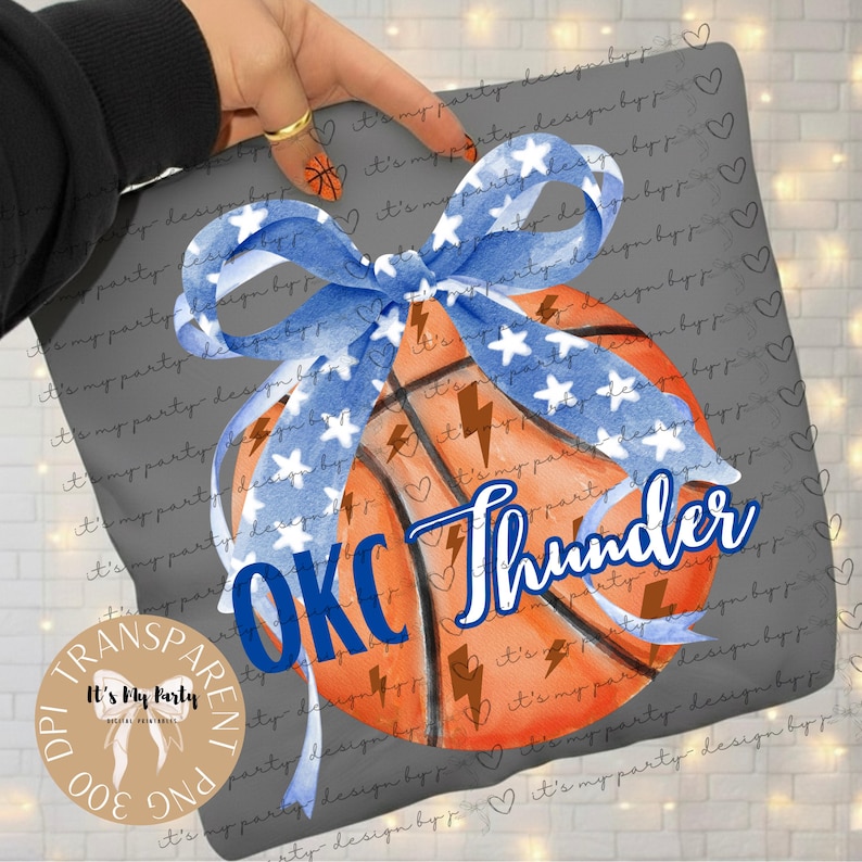 OKC Thunder Bow Basketball PNG SVG for Shirt, Dtf Sublimation - Etsy