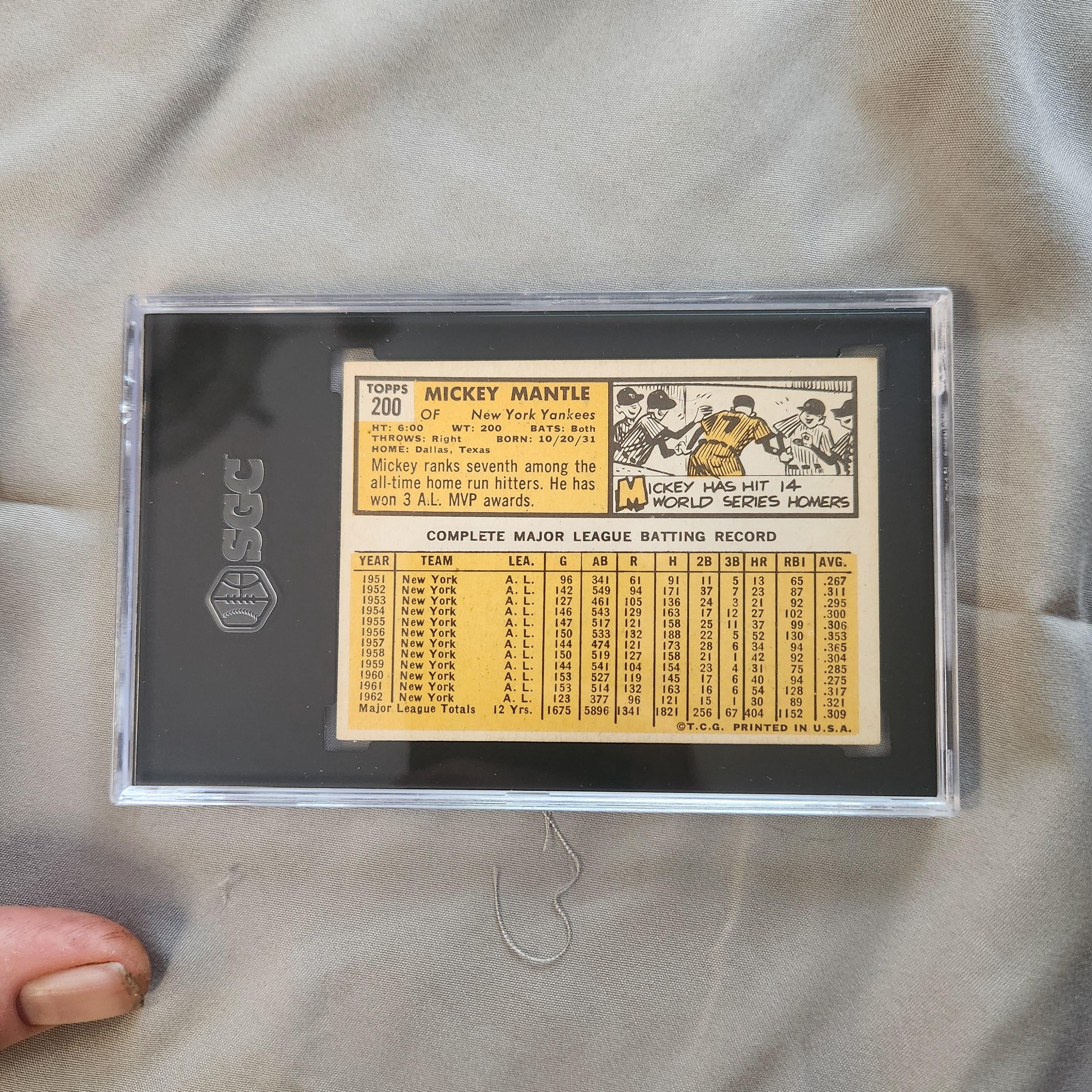 1963 Topps Baseball Mickey Mantle New York Yankees 200 Graded SGC 5.5 ...