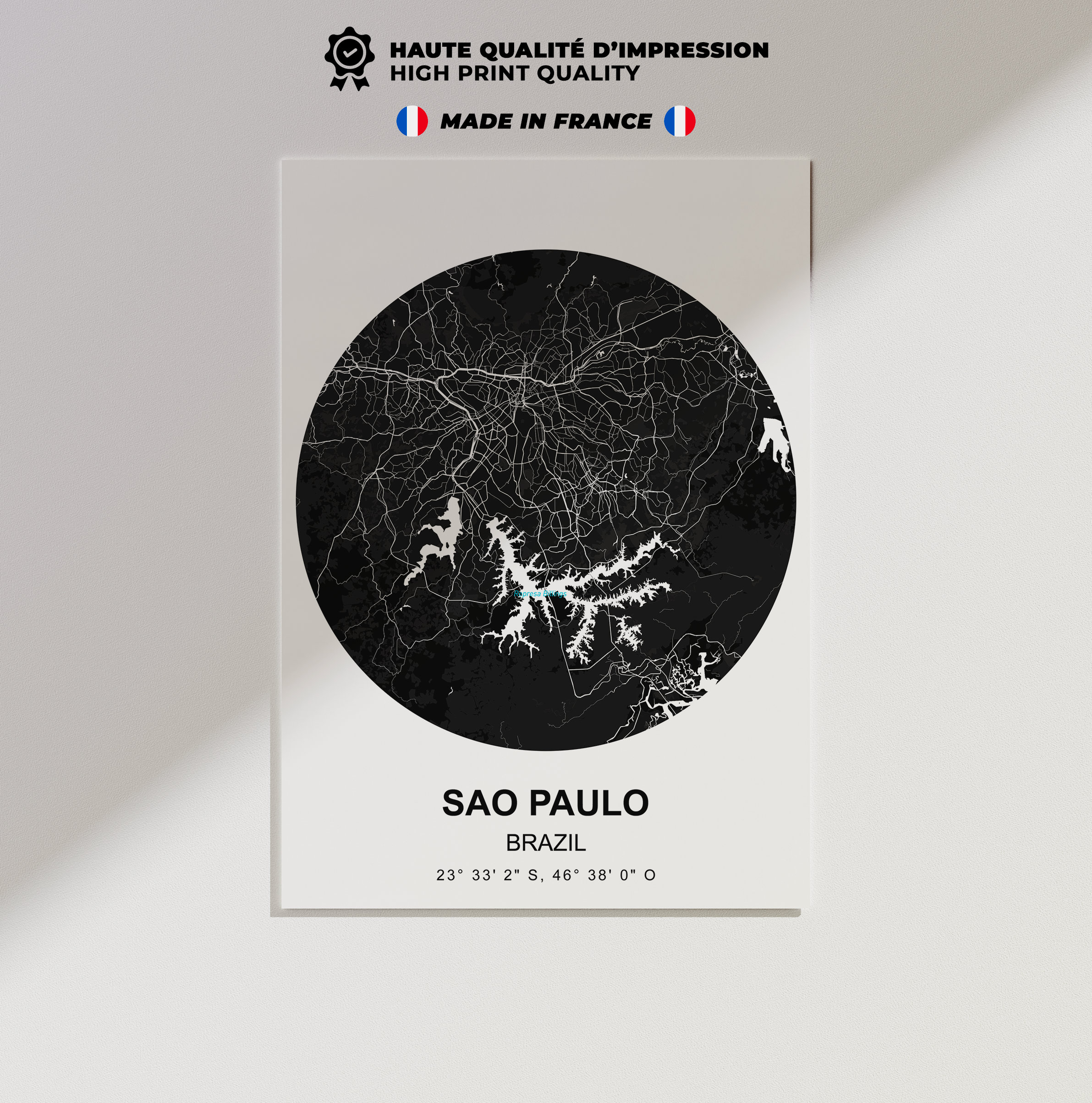 Circular Geographical Map of Sao Paulo World Map Custom City - Etsy