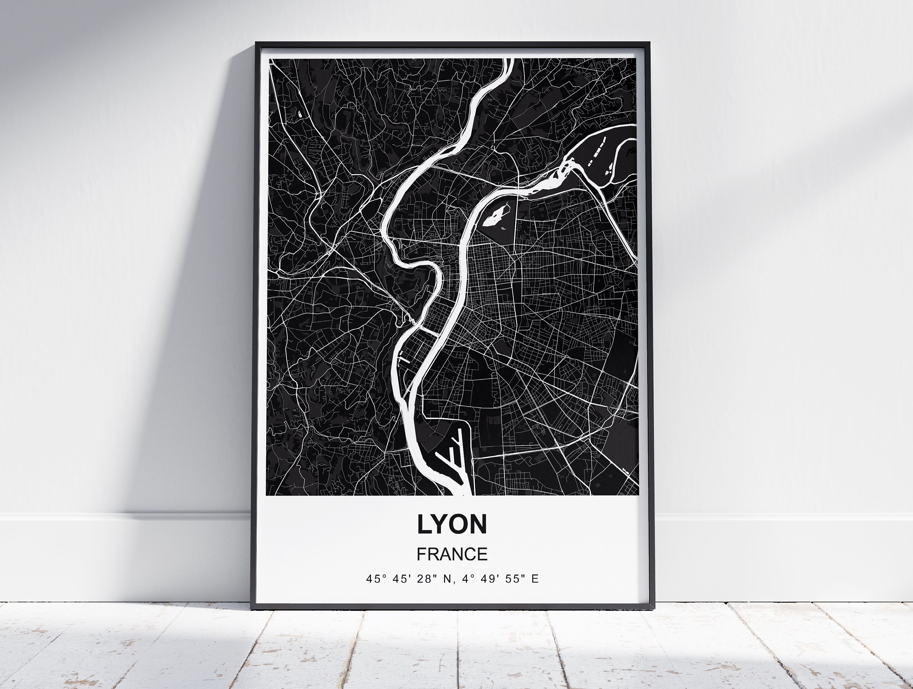 Mapa de Lyon Póster de mapa Decoración Mapas de la - Etsy España